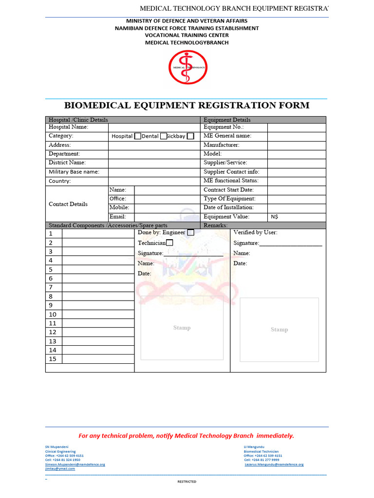 Equipment Registration Form | PDF | Health Care