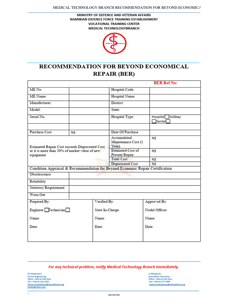 Recommendation For Beyond Economical Repair (Ber) | PDF | Health Care