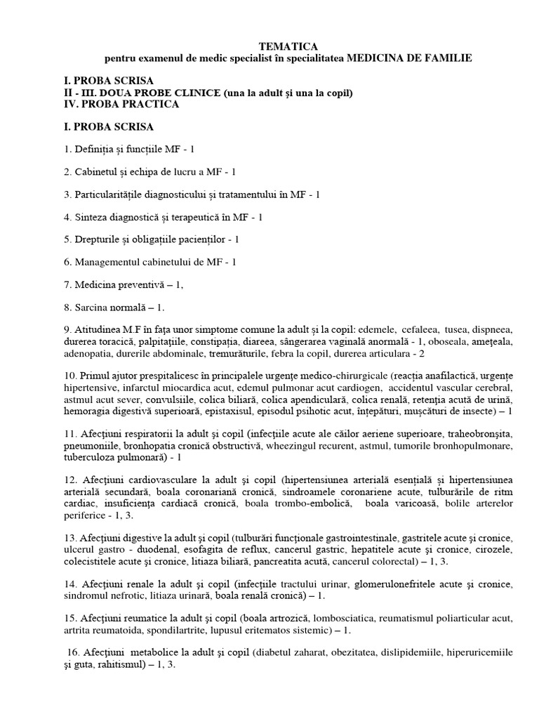 Tematica - Medicina - de - Familie (1) - 231128 - 025050 | PDF