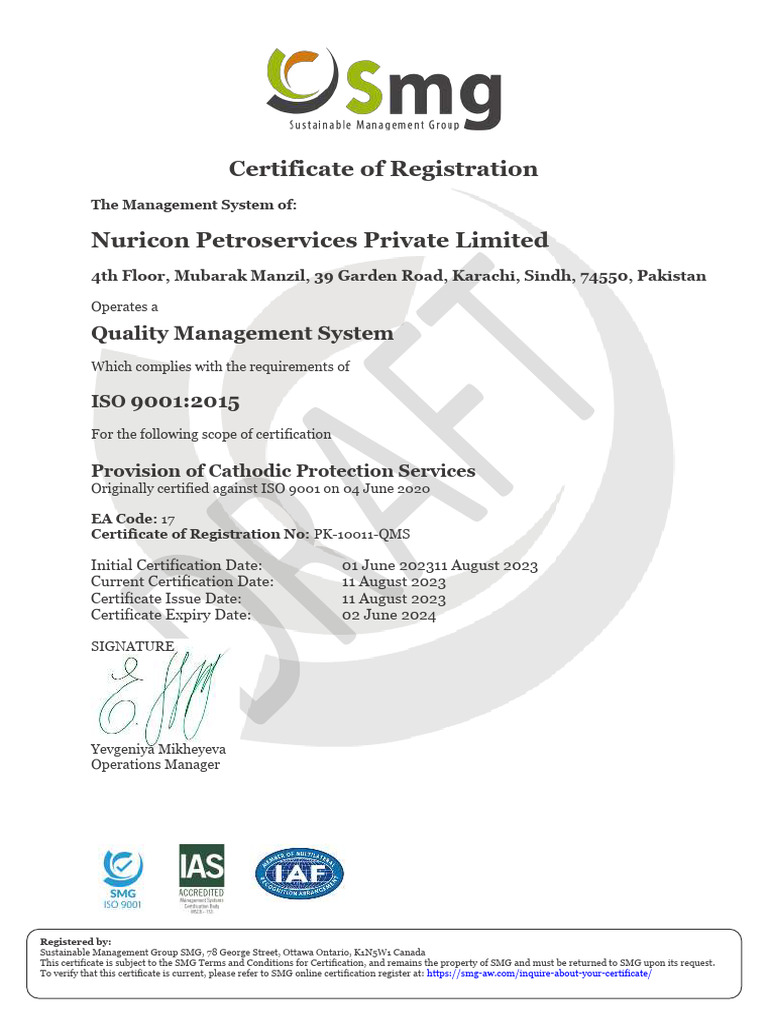 PK-10011-QMS_RR_EN_Certificate_ISO 9001_Nuricon Petroservices Private Limited - Draft Cert | PDF