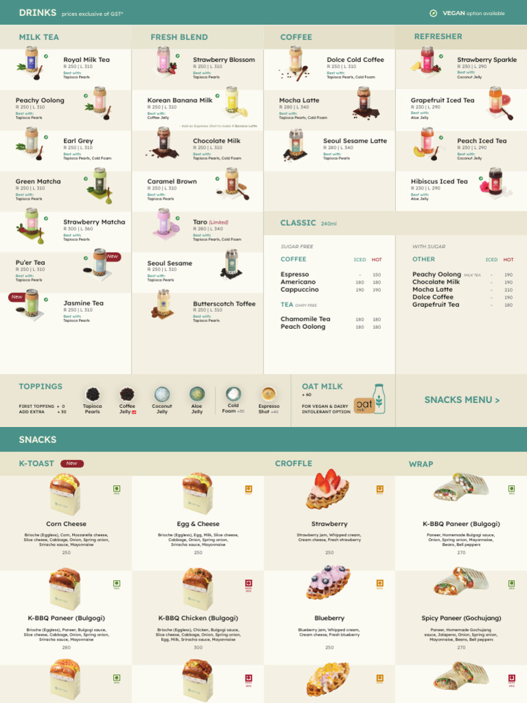 (GOT TEA) Mobile Menu | PDF | Sauce | Coffee
