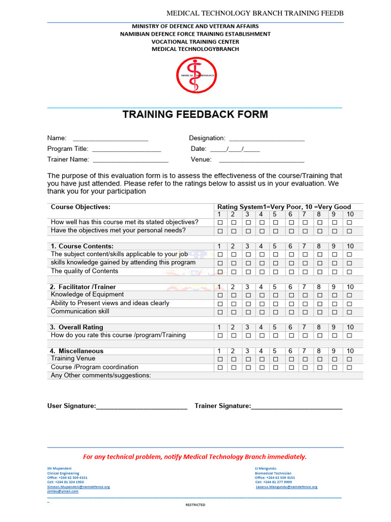 Training Feedback Form | PDF | Human Communication | Cognition
