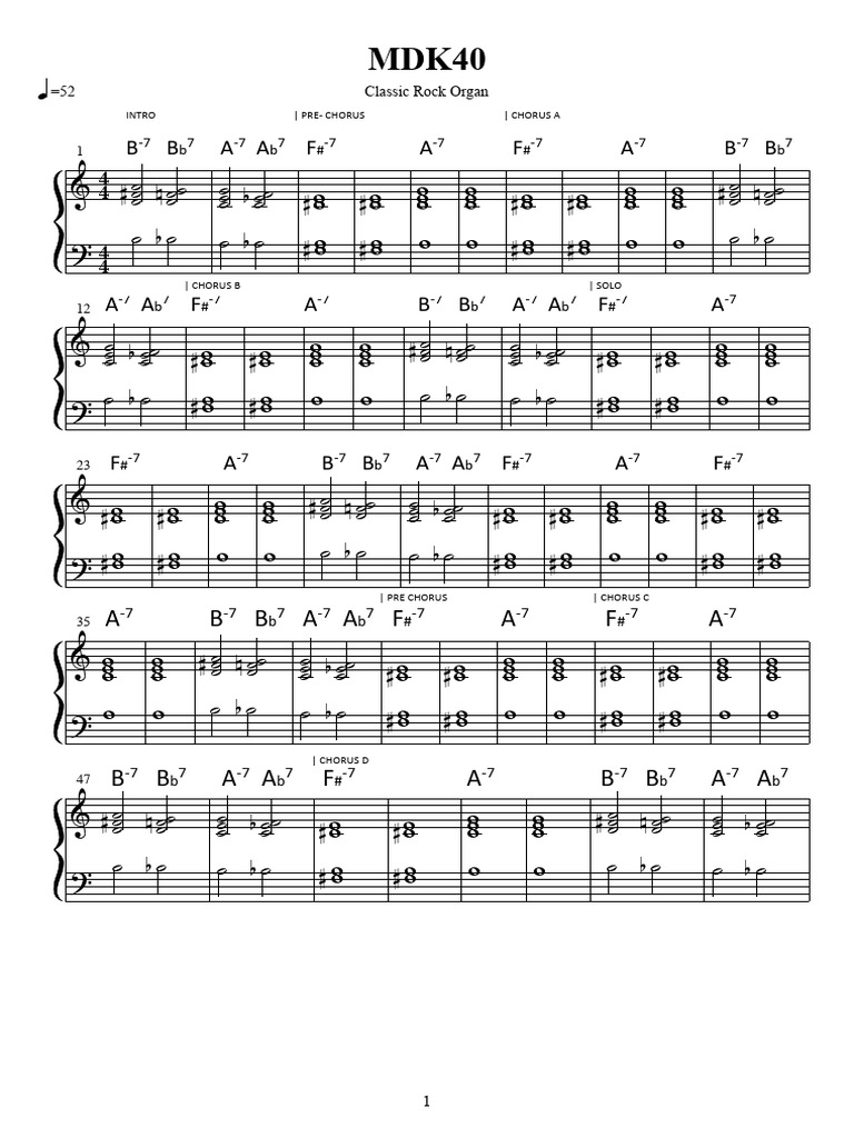 Classic Rock Organ and Bass Patterns | PDF