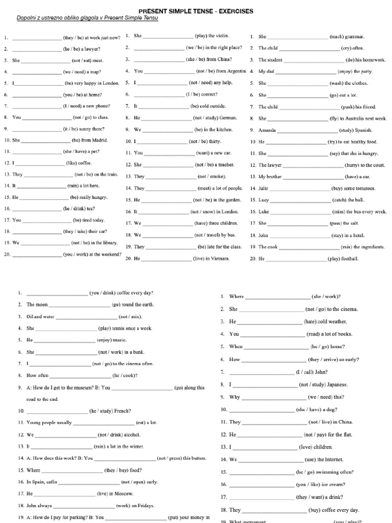 Present Simple Tense_exercises | PDF