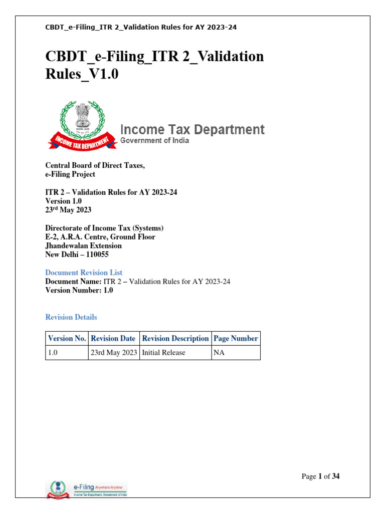 CBDT__e-Filing_ITR-2_Validation Rules_Version 1.0 | PDF CBDT__e-Filing_ITR-2_Validation Rules_Version 1.0 | PDF