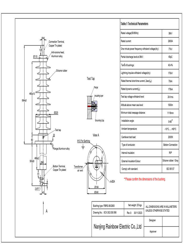 Drawing10 36kV-2800A | PDF | Insulator (Electricity) | Transformer