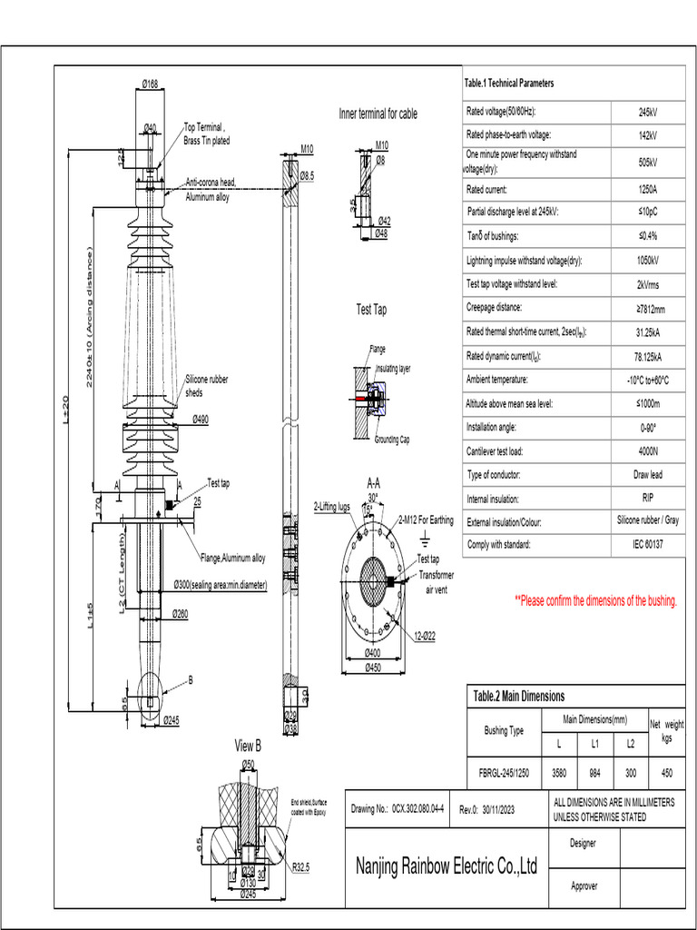 Nanjing Rainbow Electric Transformer Specs | PDF | Insulator ...