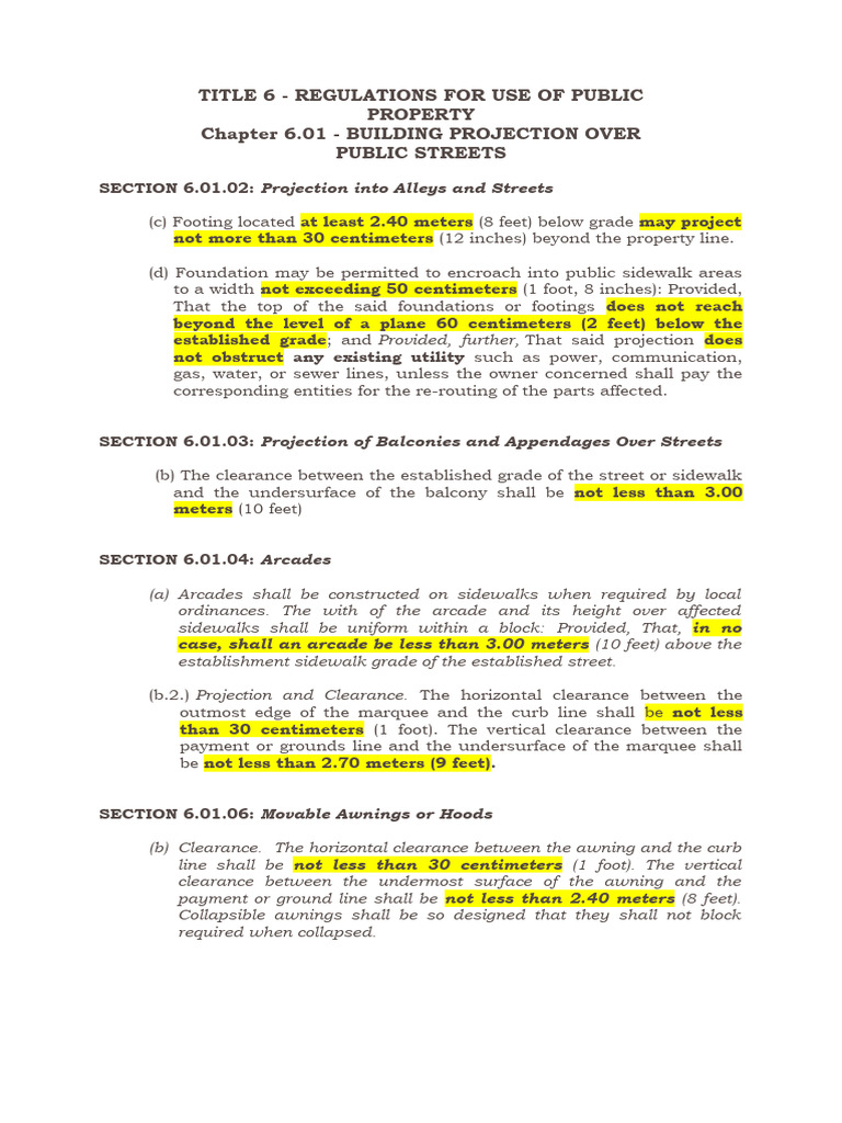 NBCP (Projections Over Streets) | PDF | Foot (Unit) | Triangle