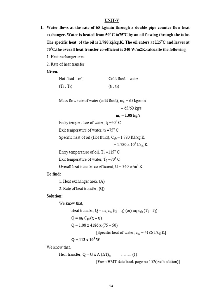 Some Neumericals of Heat Transfer | PDF | Heat Exchanger | Concentration