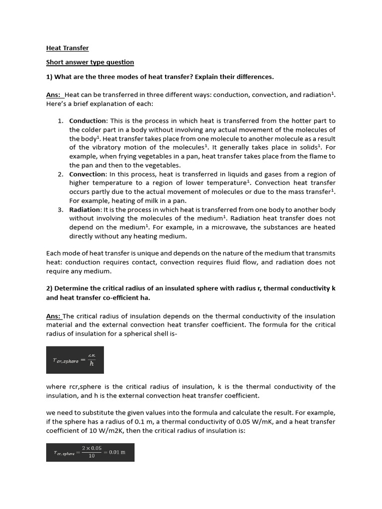 Heat Transfer Note | PDF | Heat Transfer | Thermal Conduction