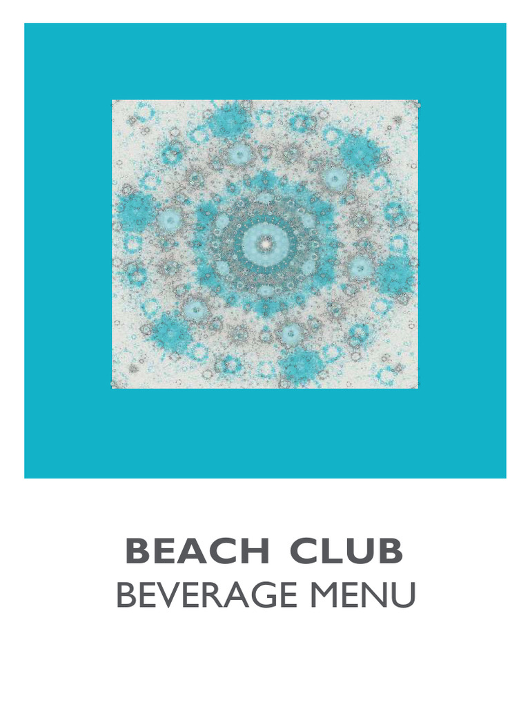 Beach Club Beverage Menu Overview | PDF | Whisky | Martini (Cocktail)