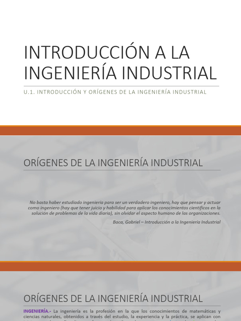 U 1 Introducción Y Origenes De La Ingeniería Industrial Pdf