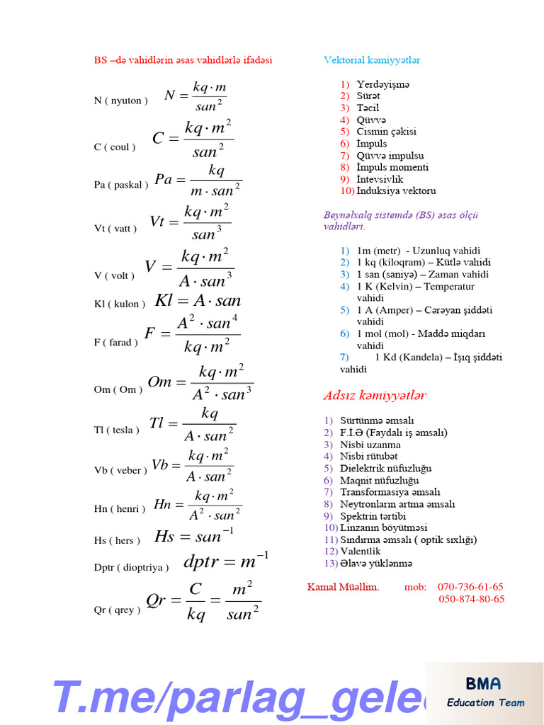 Fizika Konspektlər VƏ Düsturlar Toplusu | PDF