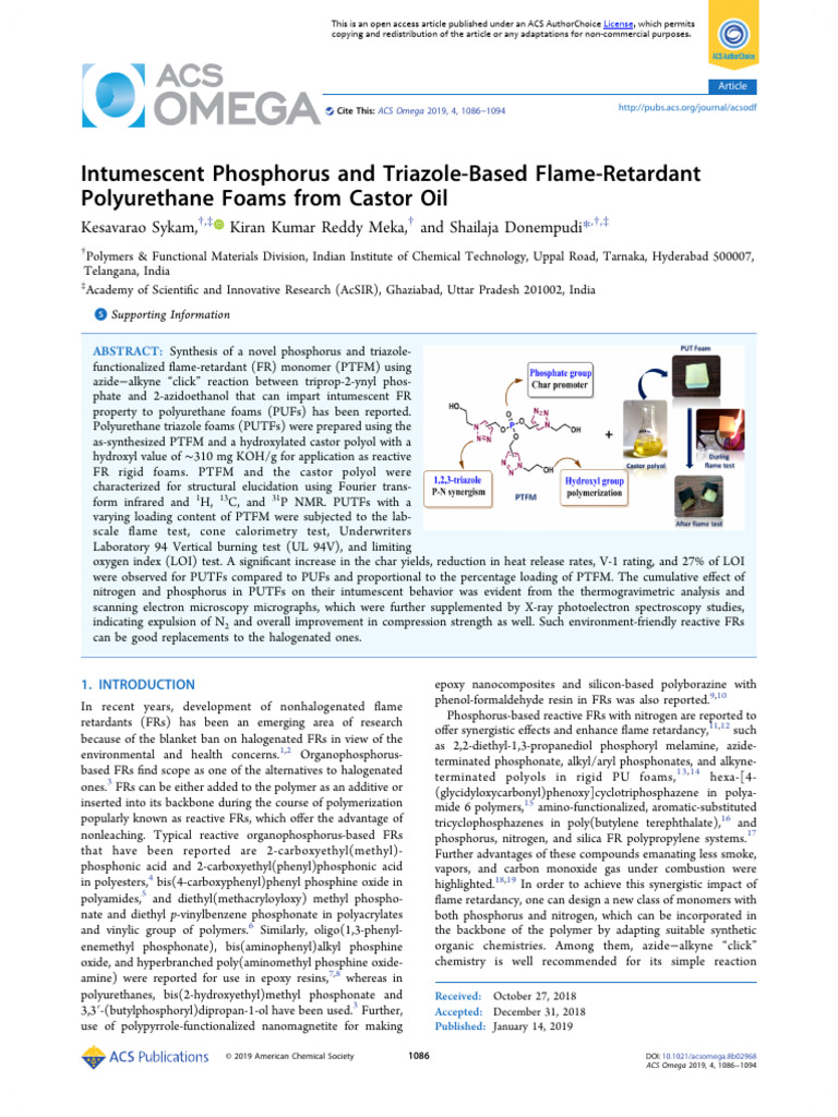 Intumescent Phosphorus and Triazole-Based Flame-Retardant | PDF