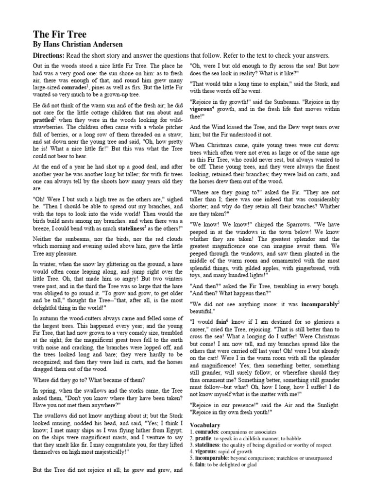 (A) Hans Christian Andersen - The Fir Tree | PDF | Religion & Spirituality