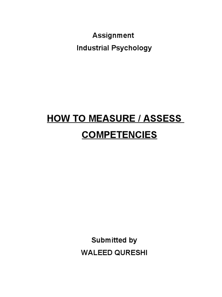 How To Measure / Assess Competencies: Assignment Industrial Psychology ...