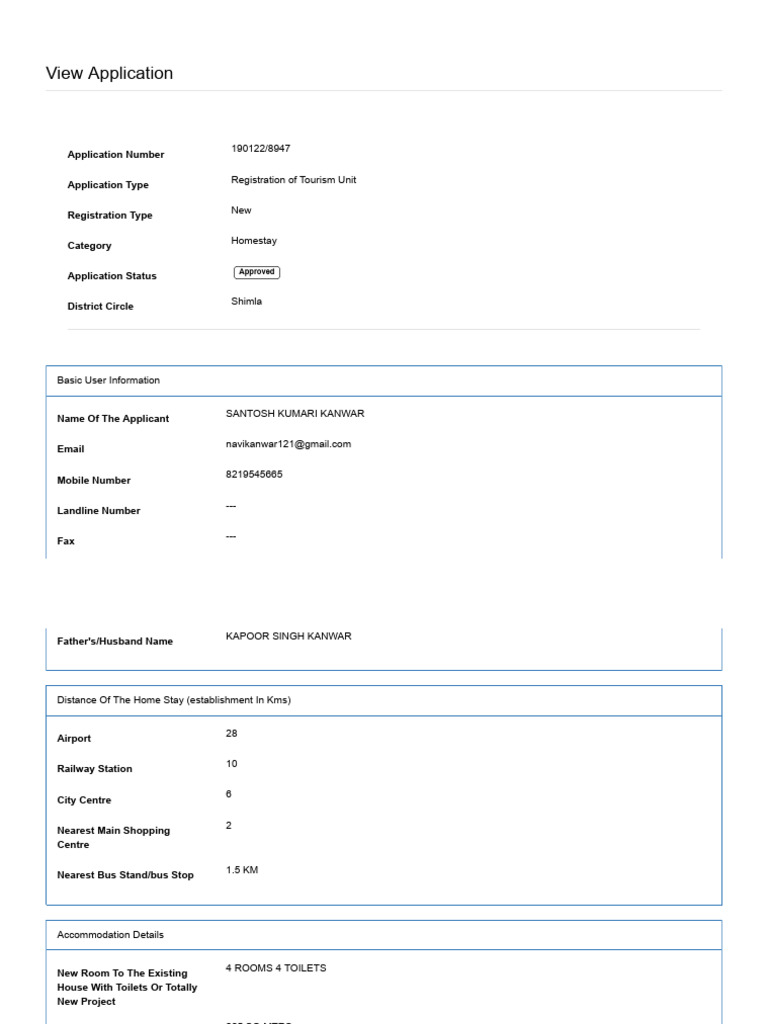 HP Tourism eServices View Application | PDF