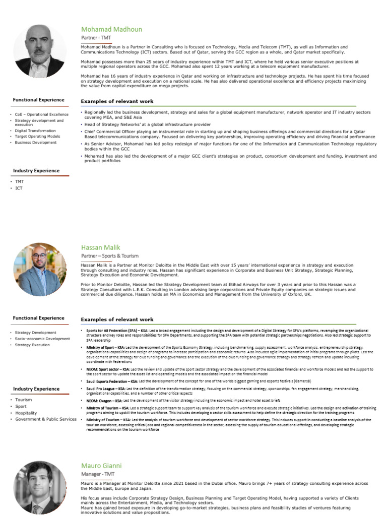 Team Profiles | PDF | Strategic Management | Qatar