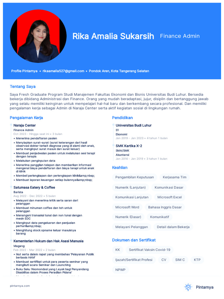 CV Rika Amalia Sukarsih | PDF