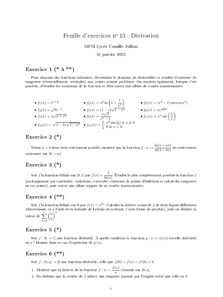 Exos Derivation | PDF