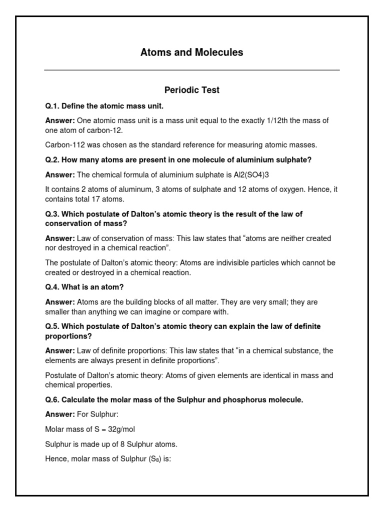 Atoms and Molecules | PDF | Science & Mathematics