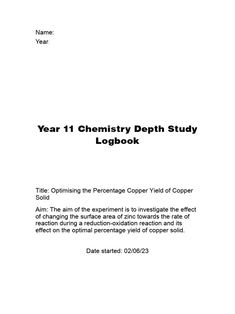 Depth Study Logbook | PDF
