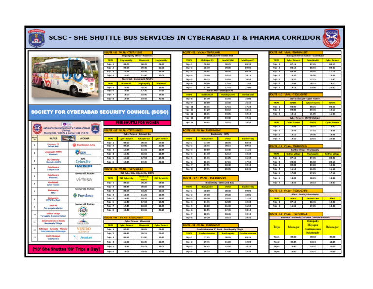 She Shuttle Time Table - PDF 1 | PDF | Bus Transport