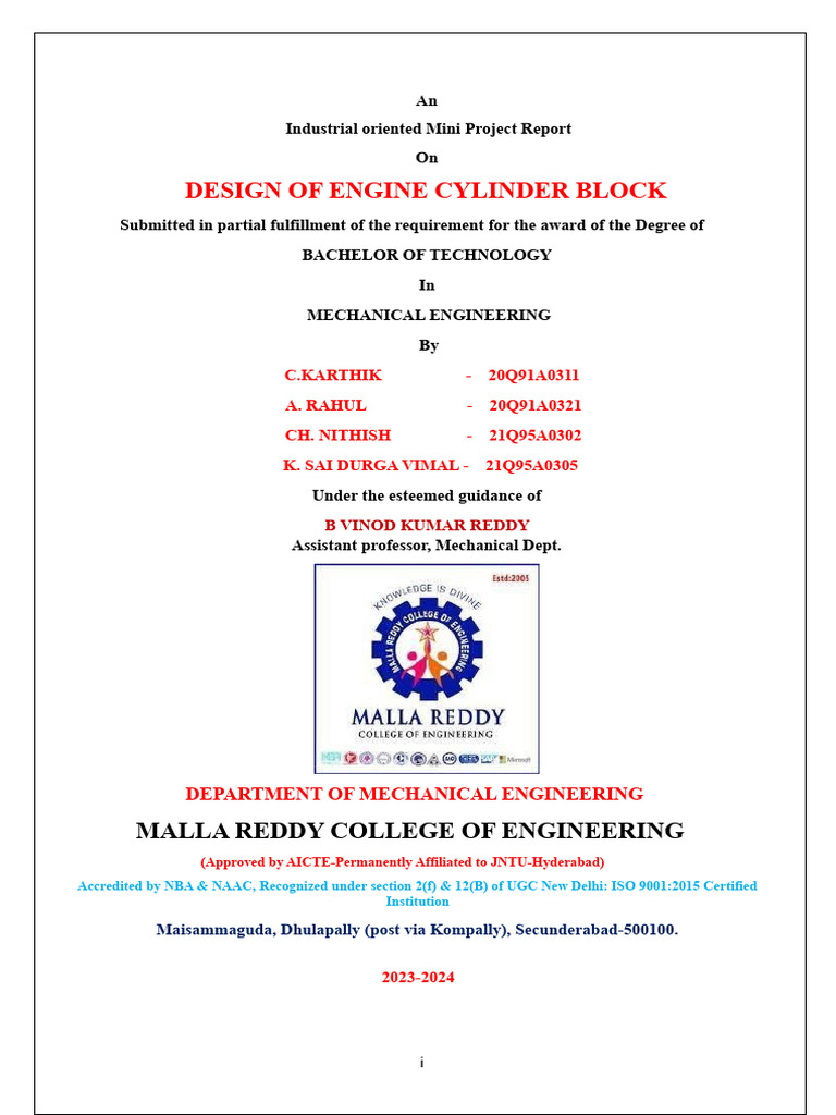 Cylinder Block Project | PDF