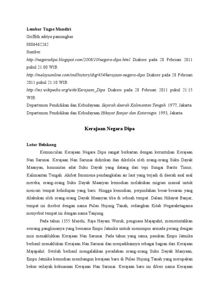 Kerajaan Dipa | PDF | Perjalanan | Sejarah