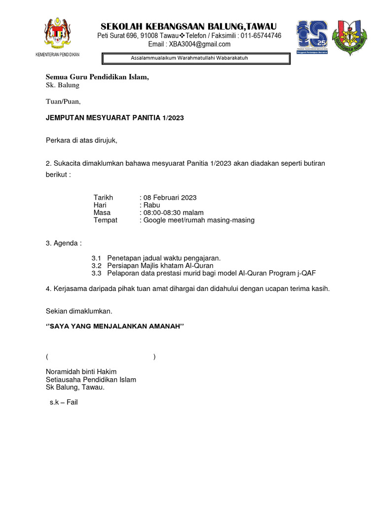 Memo Mesyuarat Google Meet | PDF