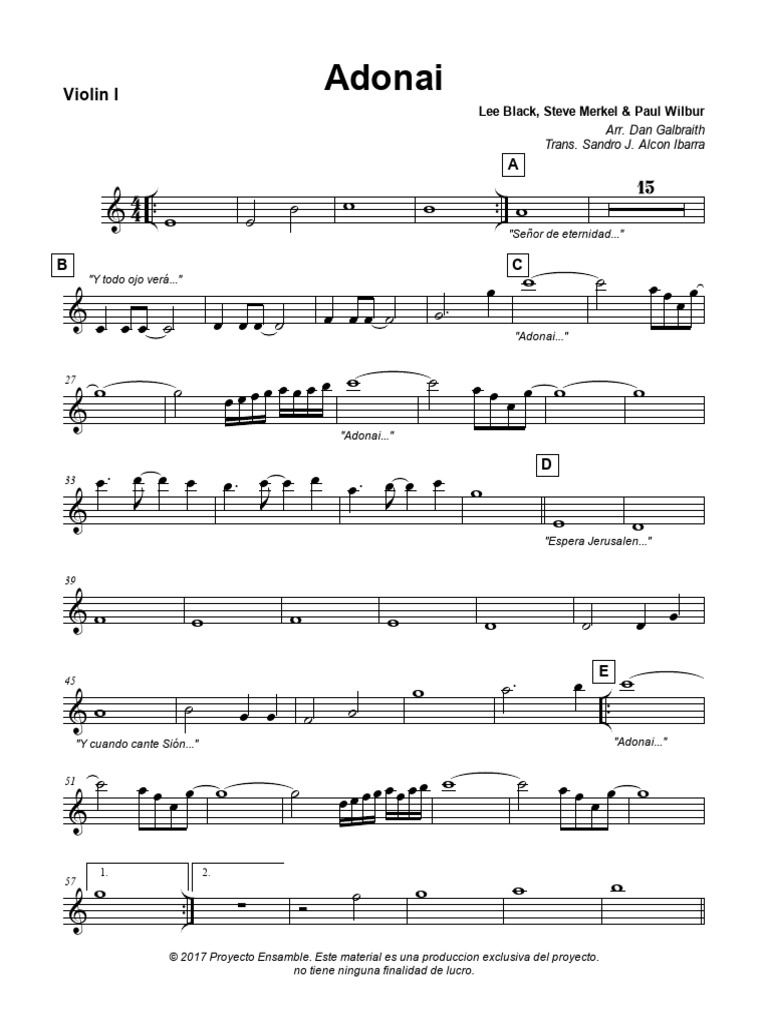 Adonai Cuerdas 2017 - Violin I | PDF
