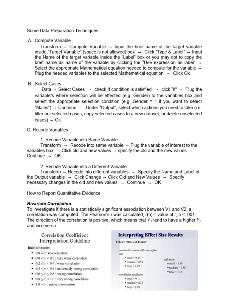Some Data Preparation Techniques and Sample Write Ups | PDF | Variable (Mathematics) | Applied ...