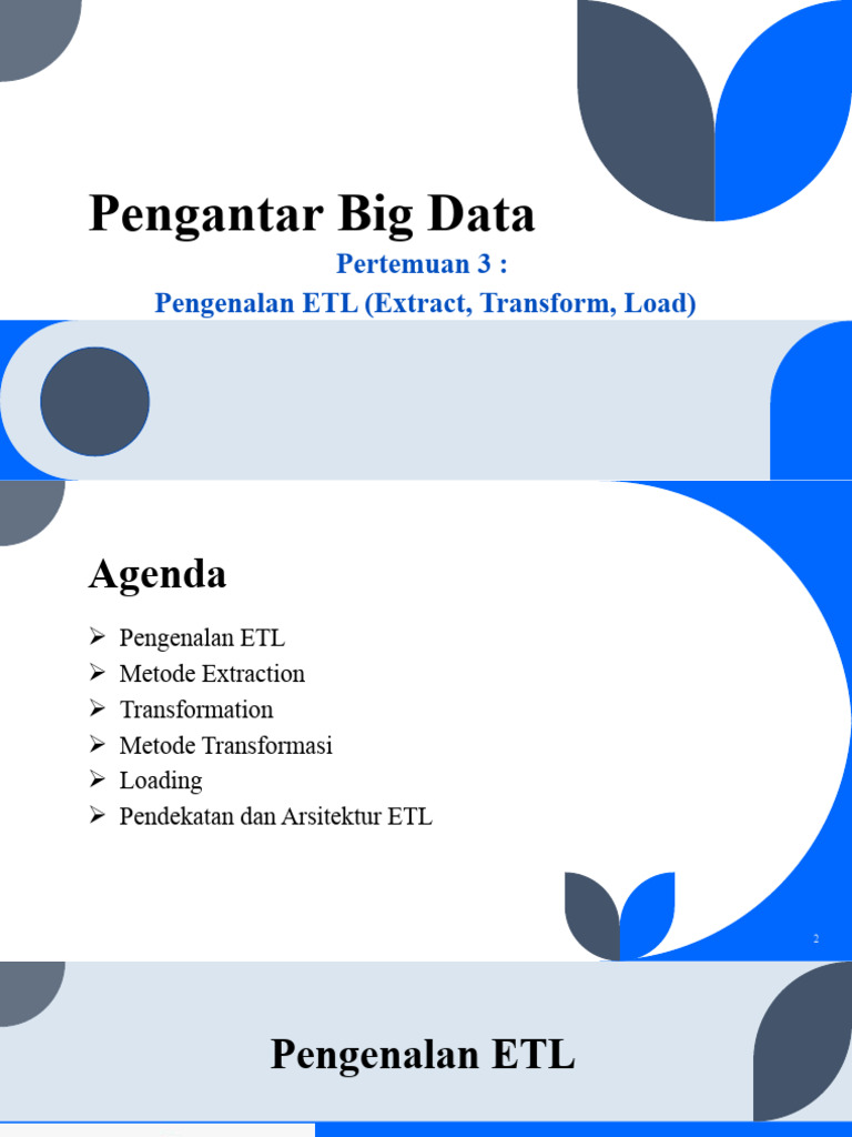 Pertemuan 3 Pengantar Big Data - Pengenalan ETL | PDF