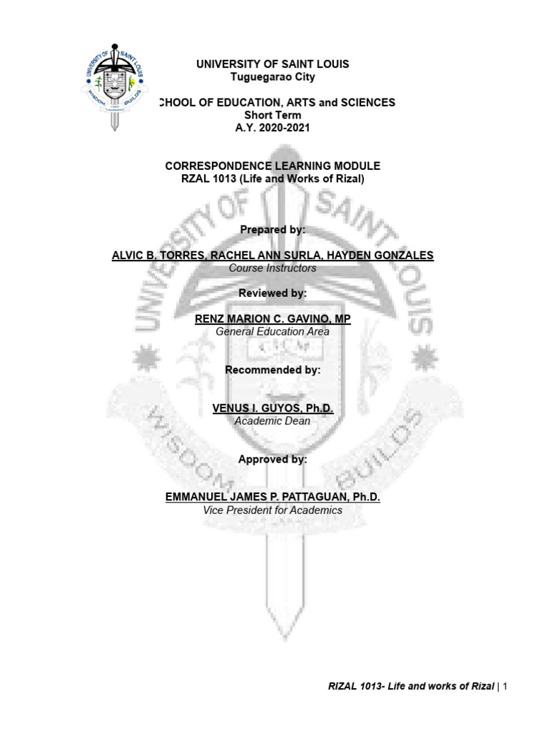 RZAL 1013 Module 2 | PDF | Philippines