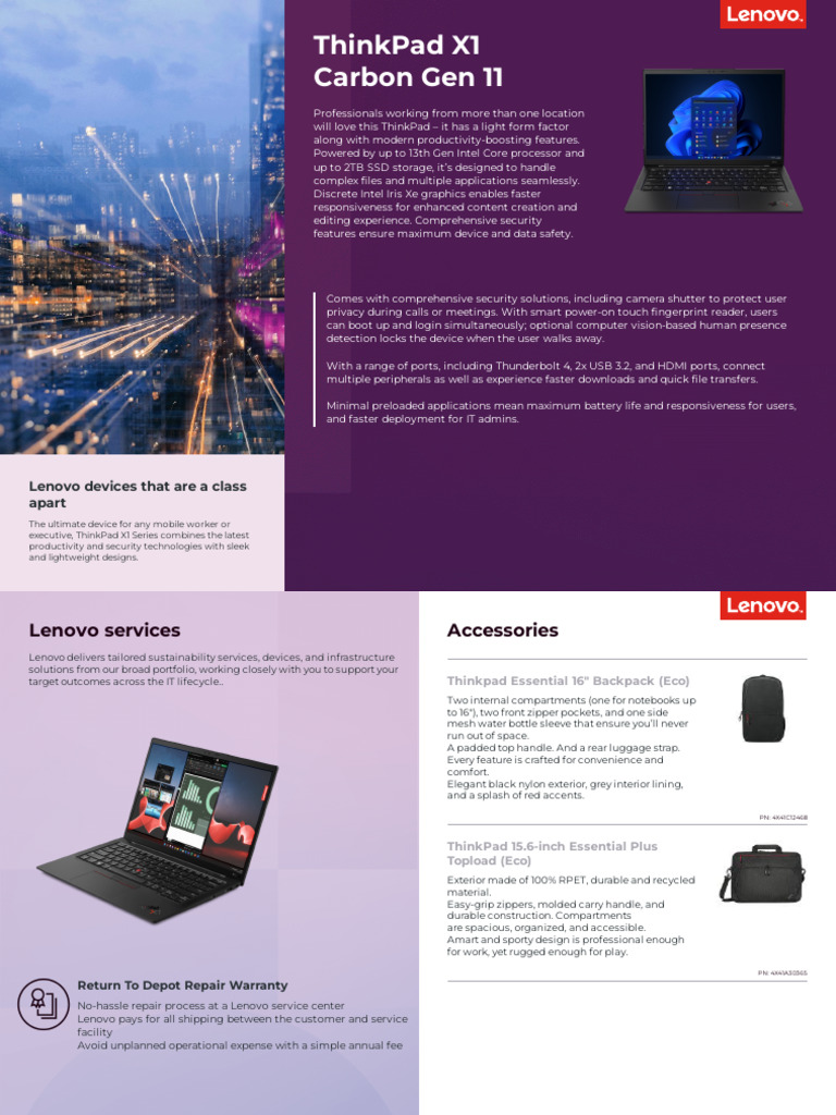 ThinkPad X1 Carbon Gen 11 | PDF | Computing | Computer Hardware