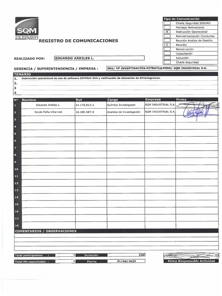 Instruccion Operacional Diffrac Eva A Nicole | PDF