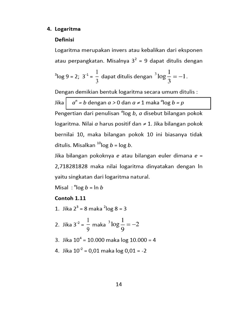 Definisi dan Sifat Logaritma | PDF