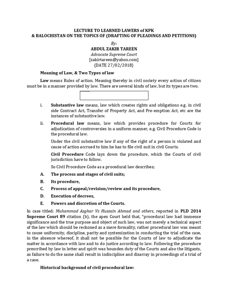 Lecture of The Topic Drafting of The Pleadings and Petitions | PDF ... Lecture of The Topic Drafting of The Pleadings and Petitions | PDF ...