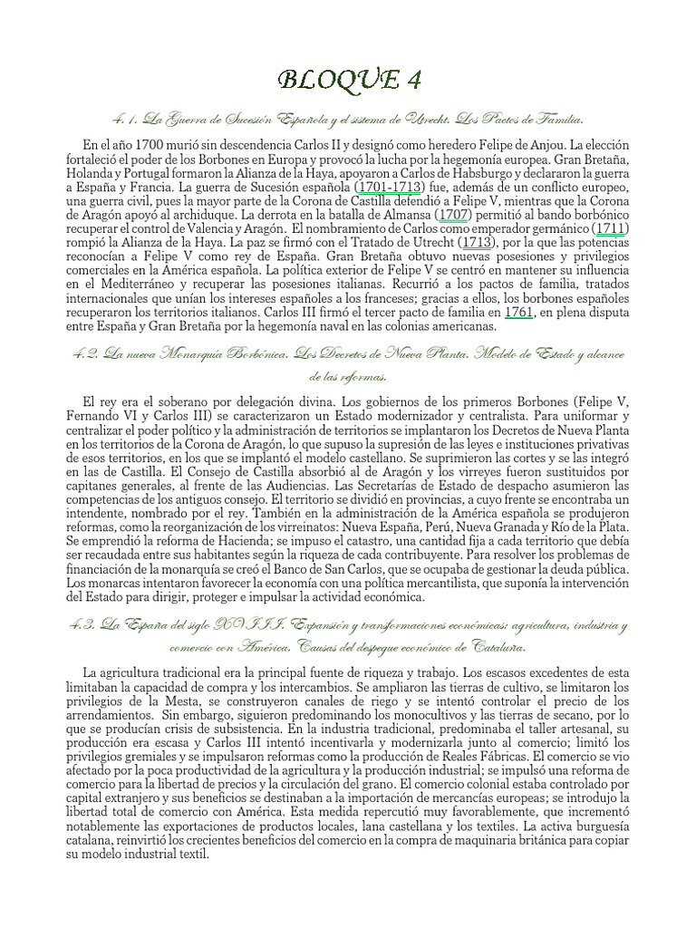 Bloque 4 Historia de España | PDF Bloque 4 Historia de España | PDF