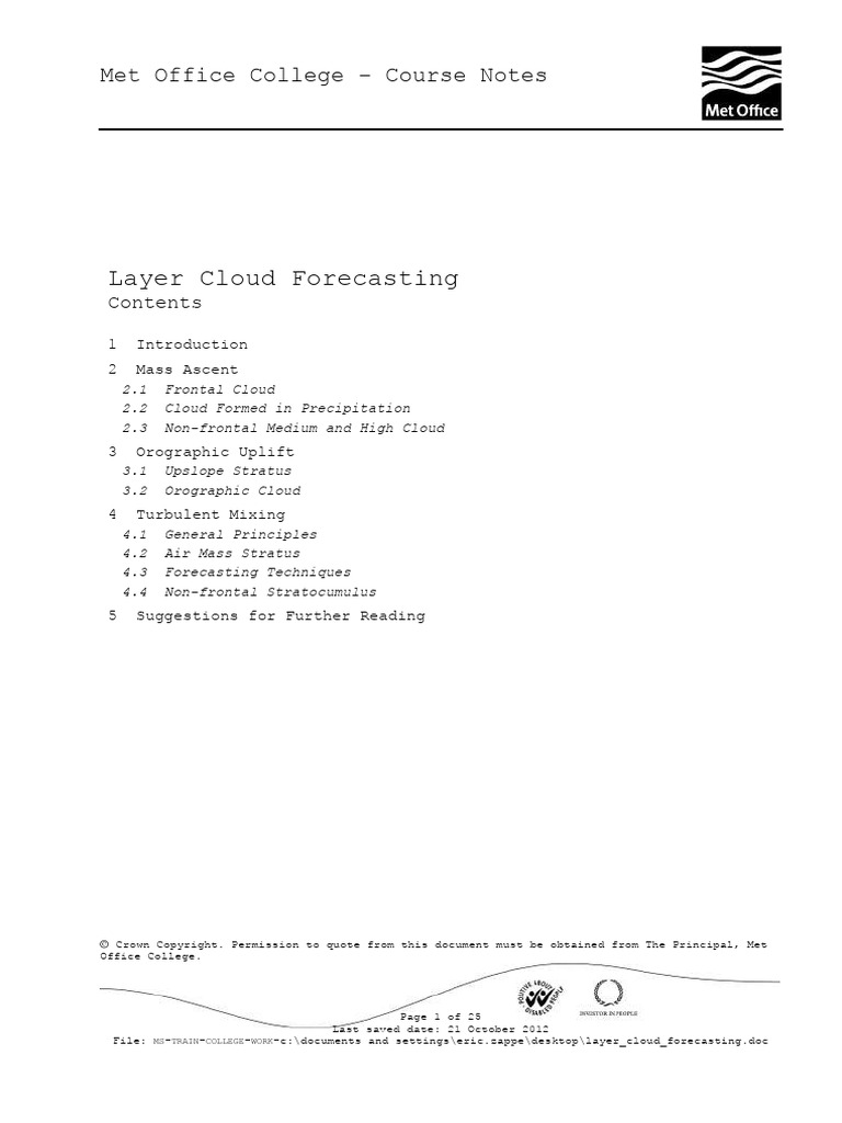 Layer Cloud Forecasting Pdf Cloud Atmosphere