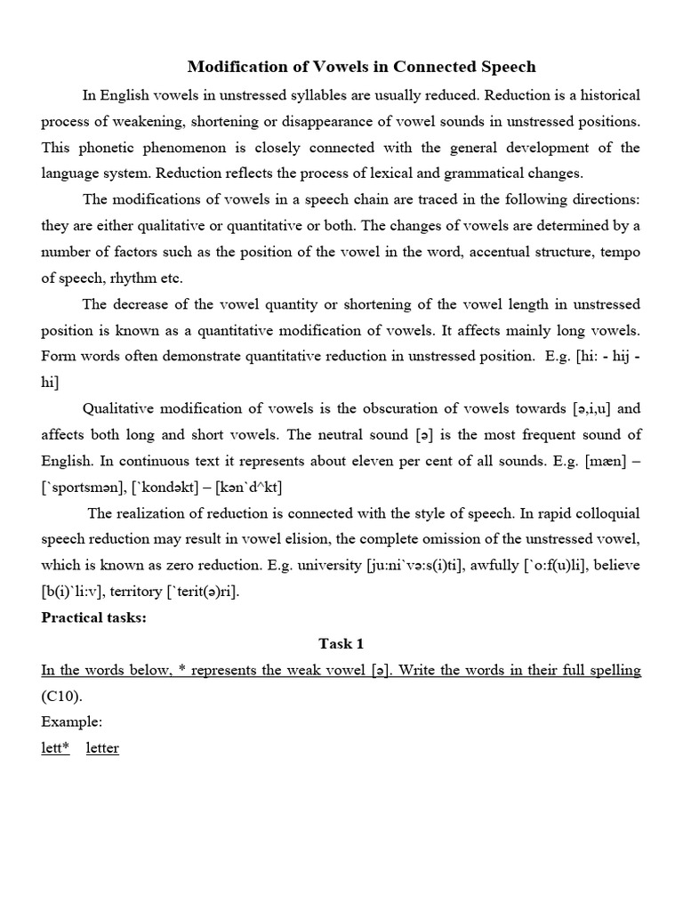 Vowel Modification in Unstressed Speech | PDF | Stress (Linguistics ...