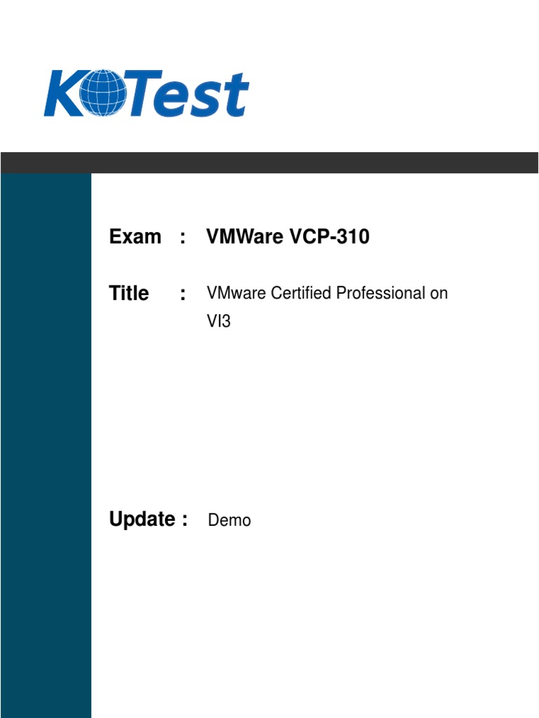 Exam: Vmware Vcp-310: Vmware Certified Professional On Vi3 | PDF | V ...