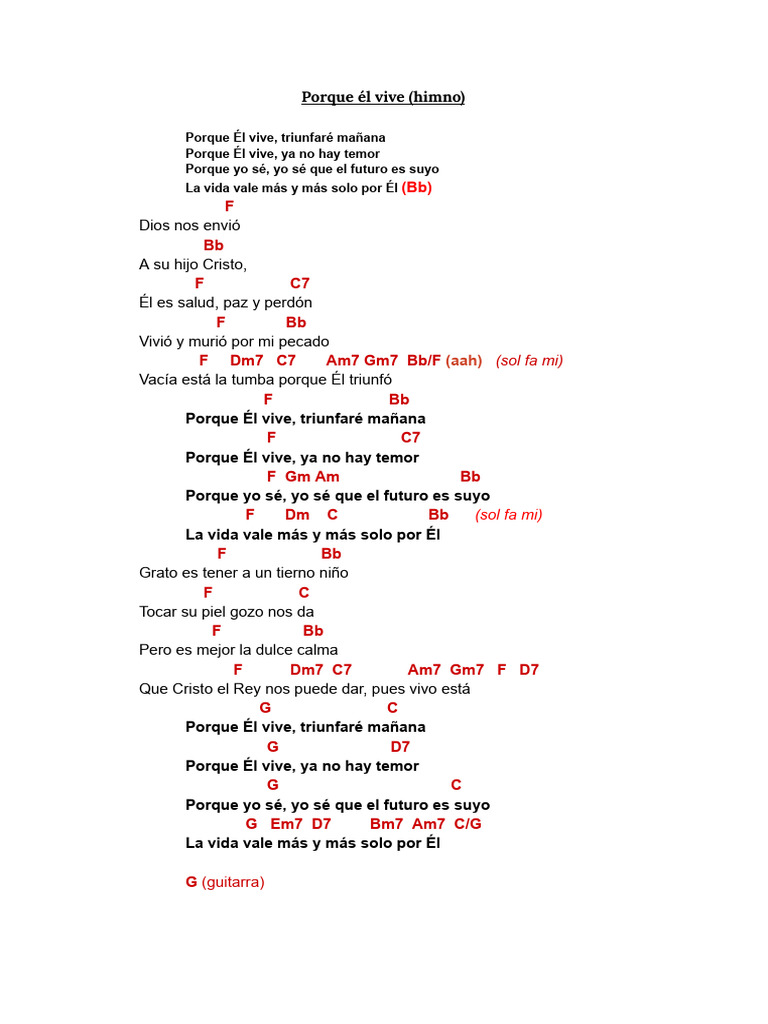 Porque Él Vive, Himno (ACORDES) | PDF