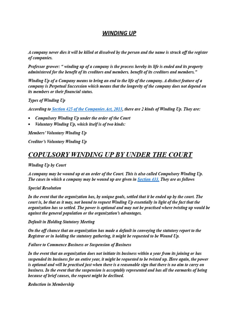 WINDING UP Final Draft | PDF