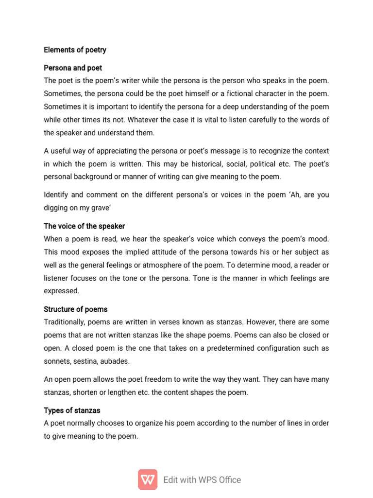 Elements of Poetry | PDF | Metre (Poetry) | Poetry