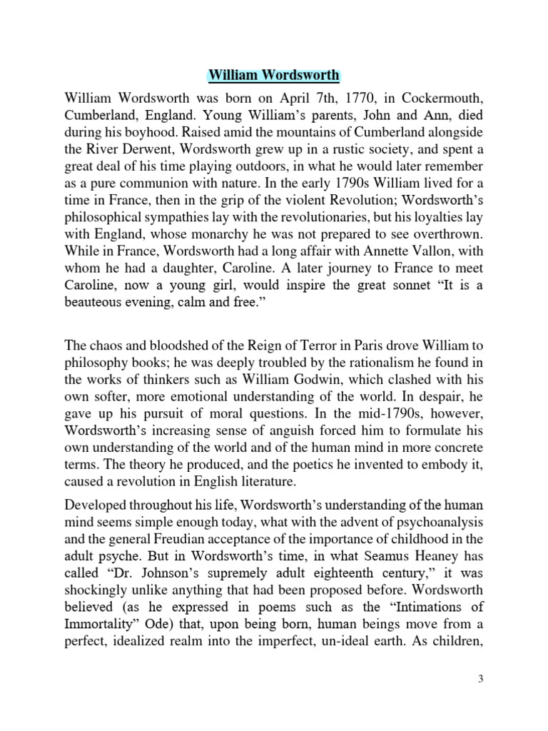 Wordsworth | PDF | William Wordsworth | Poetry