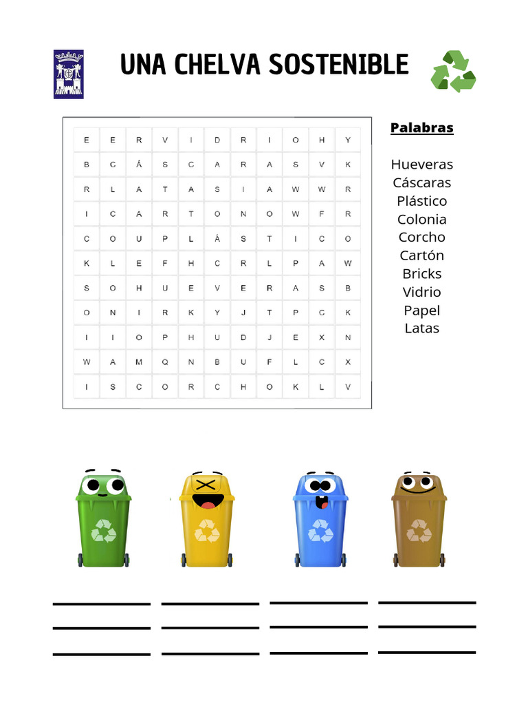 Sopa de Letras Reciclaje Primaria 75 | PDF