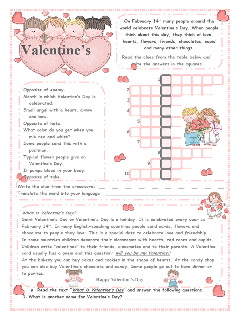 ST Valentine Worksheet Beginner | PDF | Valentine's Day | Foods