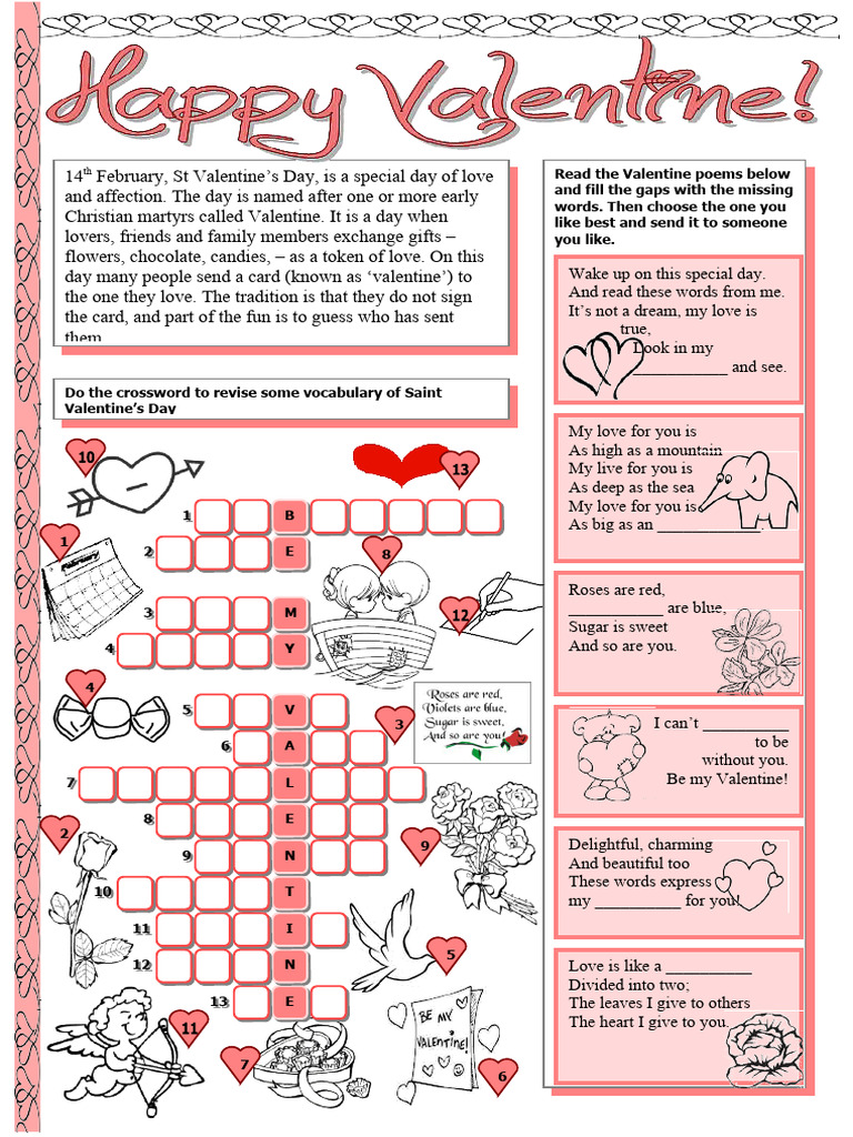 ST Valentine Worksheet High Beginner | PDF
