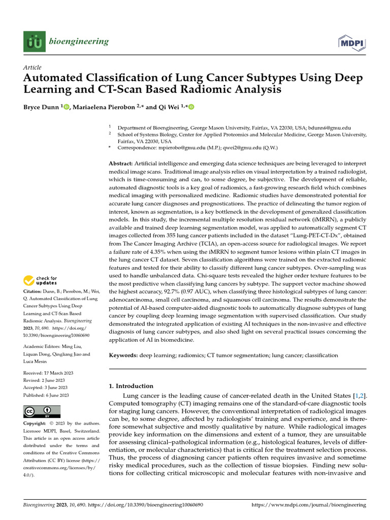 Automated Classification of Lung Cancer Subtypes U | PDF | Ct Scan | Radiology